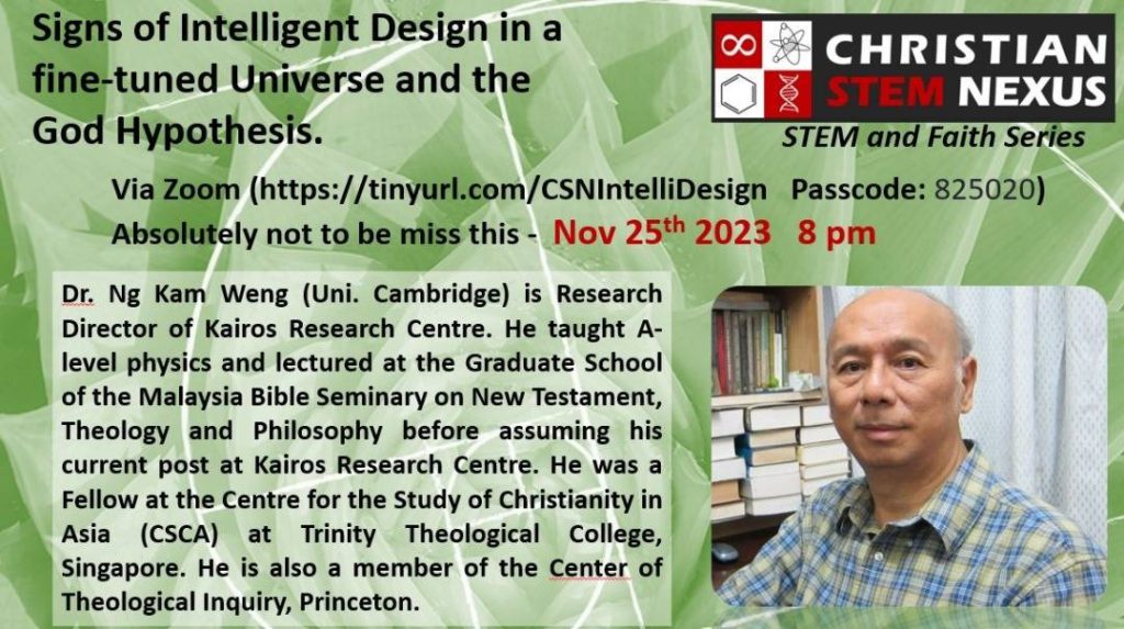 Talk: Signs of Intelligent Design in a Fine-tuned Universe and the God ...